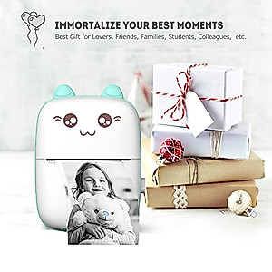 SEDSEY Pocket Mini Printer, Bluetooth 4.0 Wireless Mini Thermal Printer Photo Printer Label Memo Receipt Notes Paper Portable BT Inkless Printing Smart Thermal Printer for Study Home Office