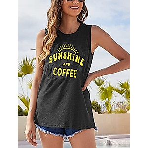 High Neck Tank Tops for Women Workout Shirts Sleeveless Summer Tops Loose Fit (X-Large, S-Gray)