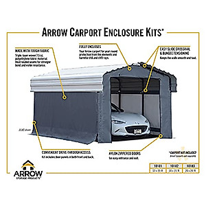 Arrow Carports Enclosure Kit for Galvanized Steel Carport, Fabric Carport Wall Panels, 20' x 20' x 7'