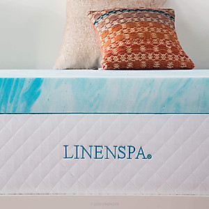 LINENSPA 4 Inch Gel Swirl Memory Foam Mattress Topper – Cooling Gel Infused – Pressure Relieving – CertiPUR Certified - Twin XL