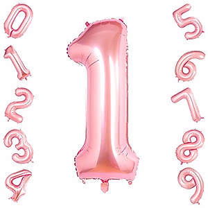 Tiffany Pink 1 Balloons,40 Inch Birthday Foil Balloon Party Decorations Supplies Helium Mylar Digital Balloons (Tiffany Pink Number 1)