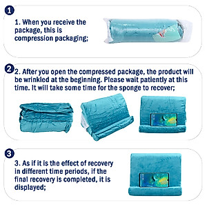 2pcs Multi-Angle Tablet Holder Cushion Stand with Net Pocket & Black Color Phone Stands Upgraded Tablet Pad Support for Phone,Pad,Books (Lakeblue)