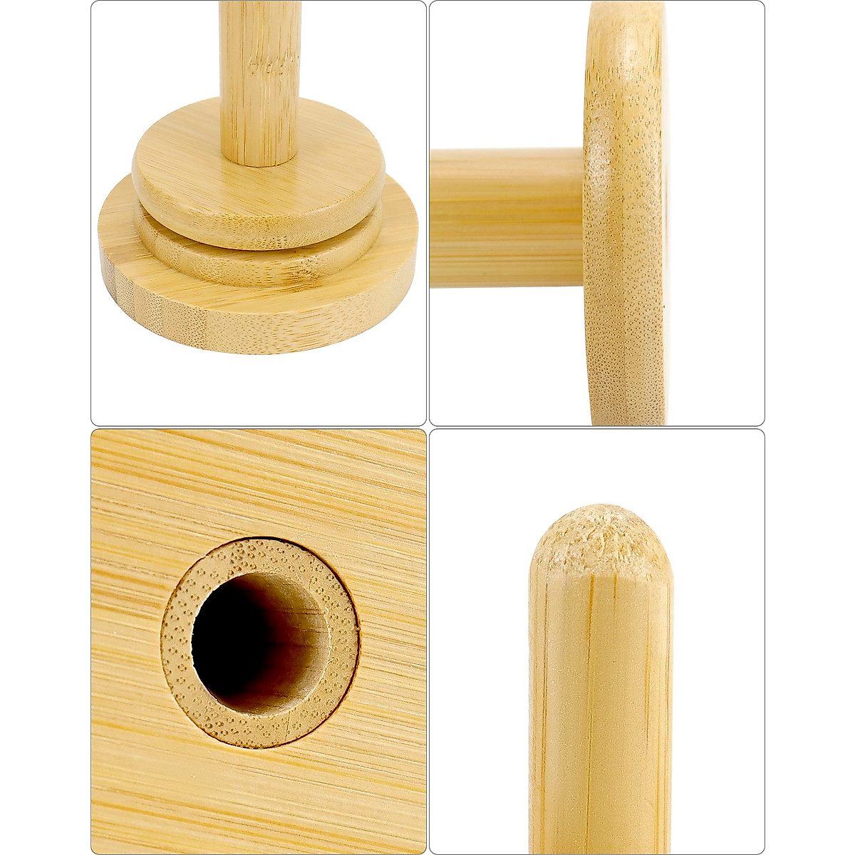 QWORK Wood Yarn Holder with Twirling Mechanism Classic - Convenient and Stylish Storage Solution for Craft & Sewing Supplies - Natural Wood, 7x4 inches, 2 Pack