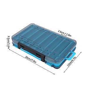 Folanda Double Sided Lure Box, Breathable Plastic Double Sided Fishing Tackle Box with Anti Lost with Handle, Waterproof Space Saving Tackle Storage Organizer for Outdoor Fishing(Blue)