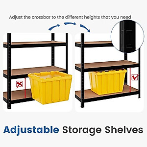 ERGOMASTER Storage Shelves Metal Garage Shelving Unit 5-Shelf Adjustable Heavy Duty Boltless Organizer Rack (1, Black)