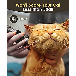 oneisall Cat Grooming Clippers for Matted Hair, 2-Speed Cat Grooming Kit Cordless Low Noise Pet Hair Clipper Trimmer for Dogs Cats Animals (Gray)