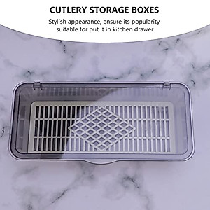 DOITOOL 3PCS Flatware Tray with Lid and Drainer, Tableware Utensil and Cutlery Drawer Organizer with Lid Covered Silverware Tray to Keeps Your Cutlery Organized and Protected ( Random Color )