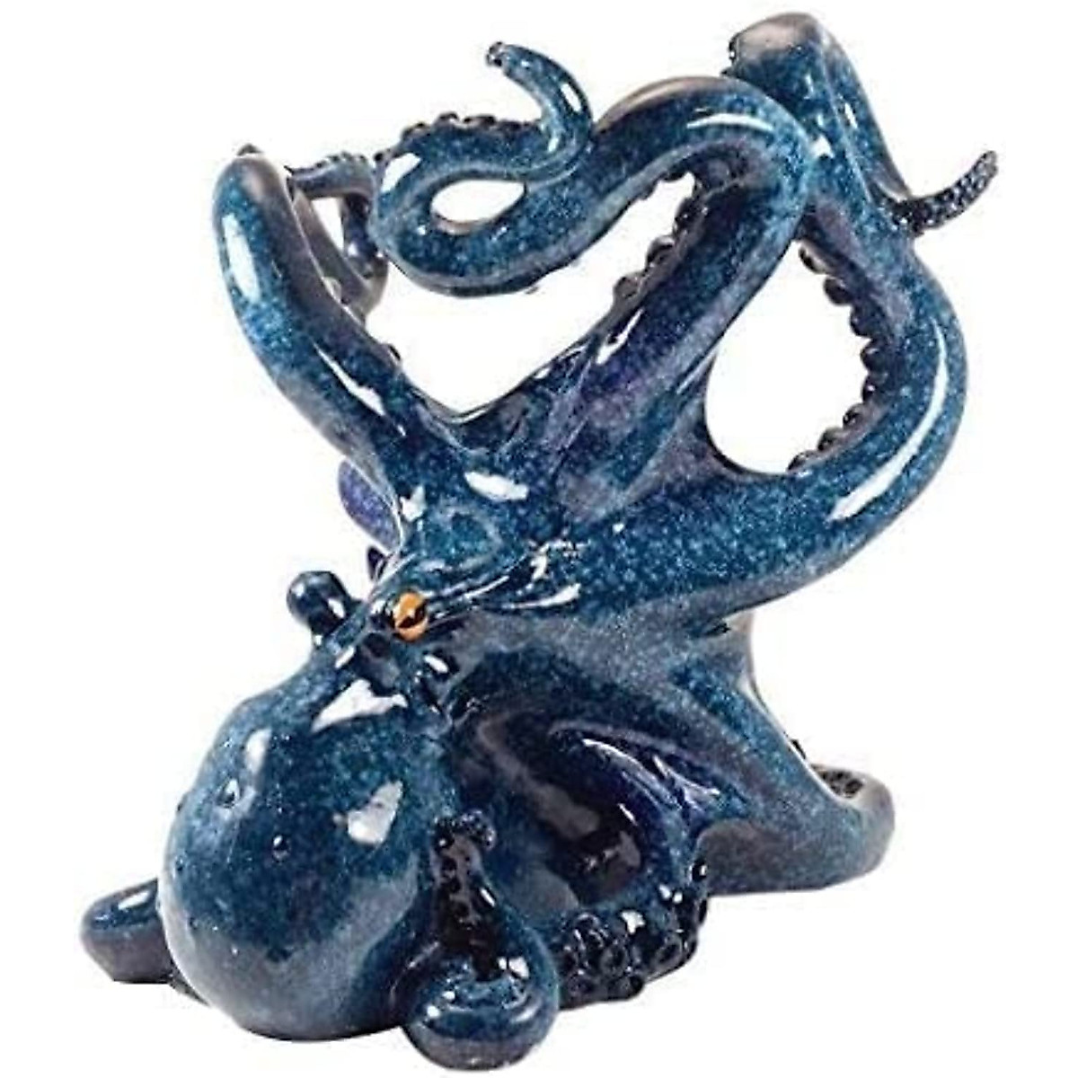 Octopus Wine Holder Figurine Countertop Bar Decor Octopus Sculpture Single Wine Holder (Blue)