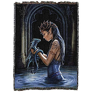 Pure Country Weavers Water Dragon Blanket by Anne Stokes Age of Dragons Collection - Gift Fantasy Tapestry Throw Woven from Cotton - Made in The USA (72x54)