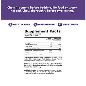 Happy Healthy Wellness Vegan Melatonin Gummies for Adults | 3 mg Melatonin & Magnesium Sleep Gummies | Gluten & Gelatin Free 100% Natural | Strawberry Flavor | 30 Count