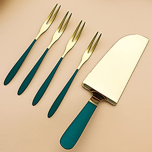 JCYUANI Cake Server Set Stainless Steel Cake Knife and Fork Pie Cake Server Toothed Cake Spatula Pizza Knife Dessert Fork Kitchen Baking Tools