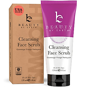 Face Scrub - USA Made with Natural & Organic Ingredients, Cleanses and Exfoliates All Skin Types, Microdermabrasion Facial Scrub with Glycerin, Gentle Exfoliating Face Wash, Removes Dead Skin Cells
