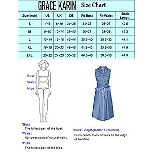 GRACE KARIN Womens Jean Dress Casual Denim Dresses Summer Sleeveless Button Down A line Shirt Dress with Belt Blue XL