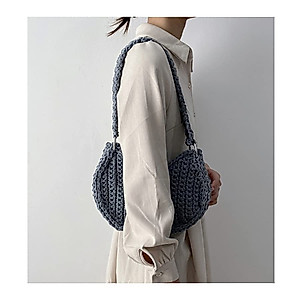 SFMZCM Crochet Women Shoulder Bag Handmade Knitting Hobos Tote Wide Strap Handbags and Purses Woven Clutch (Color : C, Size : 1)