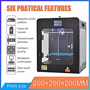 HUAFAST 3D Printer HS-Mini S High Resolution Enclosed Industrial Large Size 200x200x200mm Build Area Support 1.75mm PLA ABS PETG Wood TPU Flexible Filament for School Education Family Maker DIY Liker