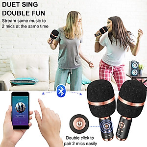 BONAOK Wireless Bluetooth Karaoke Microphone, Portable Mic Singing Machine for PC/All Smartphones Home Party Indoor Outdoor Q3(Gray)