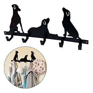 Evelots Puppy/Dog Wall Mount 5 Hook Hanger- Organizer-Hold 20 lbs-Towel/Coat/Purse/Keys/Necklace-Sturdy Iron-Rust Free Black Coating