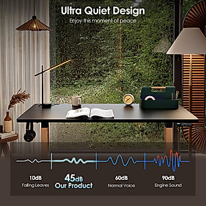 Monomi Electric Standing Desk, 55 x 24 inches Height Adjustable Desk, Ergonomic Home Office Sit Stand Up Desk with Memory Preset Controller (Black Top/Dark Wood Grain Frame)