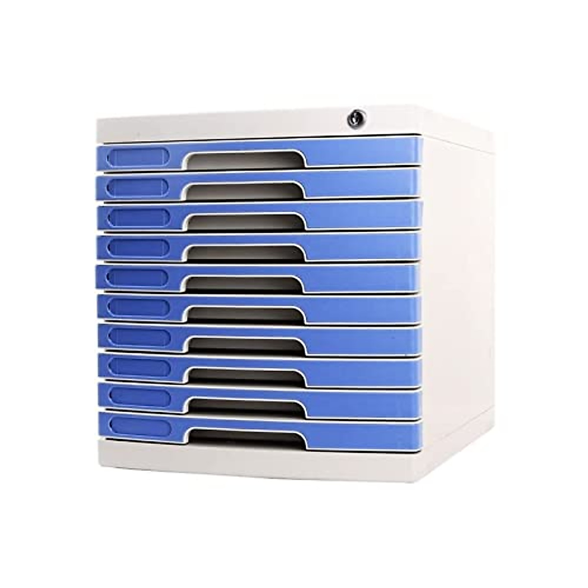 File cabinets HAODAMAI 10 Layers Office Desktop Storage Box Lockable Data Drawer Filing Cabinets Flat Blue 29.5X32.5X39.4cm