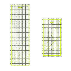 Arteza Quilting Ruler and Quilting Ruler Laser Cut Acrylic Quilters' Ruler with Patented Double Colored Grid Lines for Easy Precision Cutting