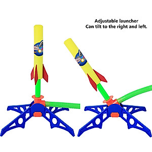 Kiddie Play Rocket Launcher for Kids to Step on with 6 Rockets Outdoor Toys Gift for Boys and Girls Ages 6 Years and Up
