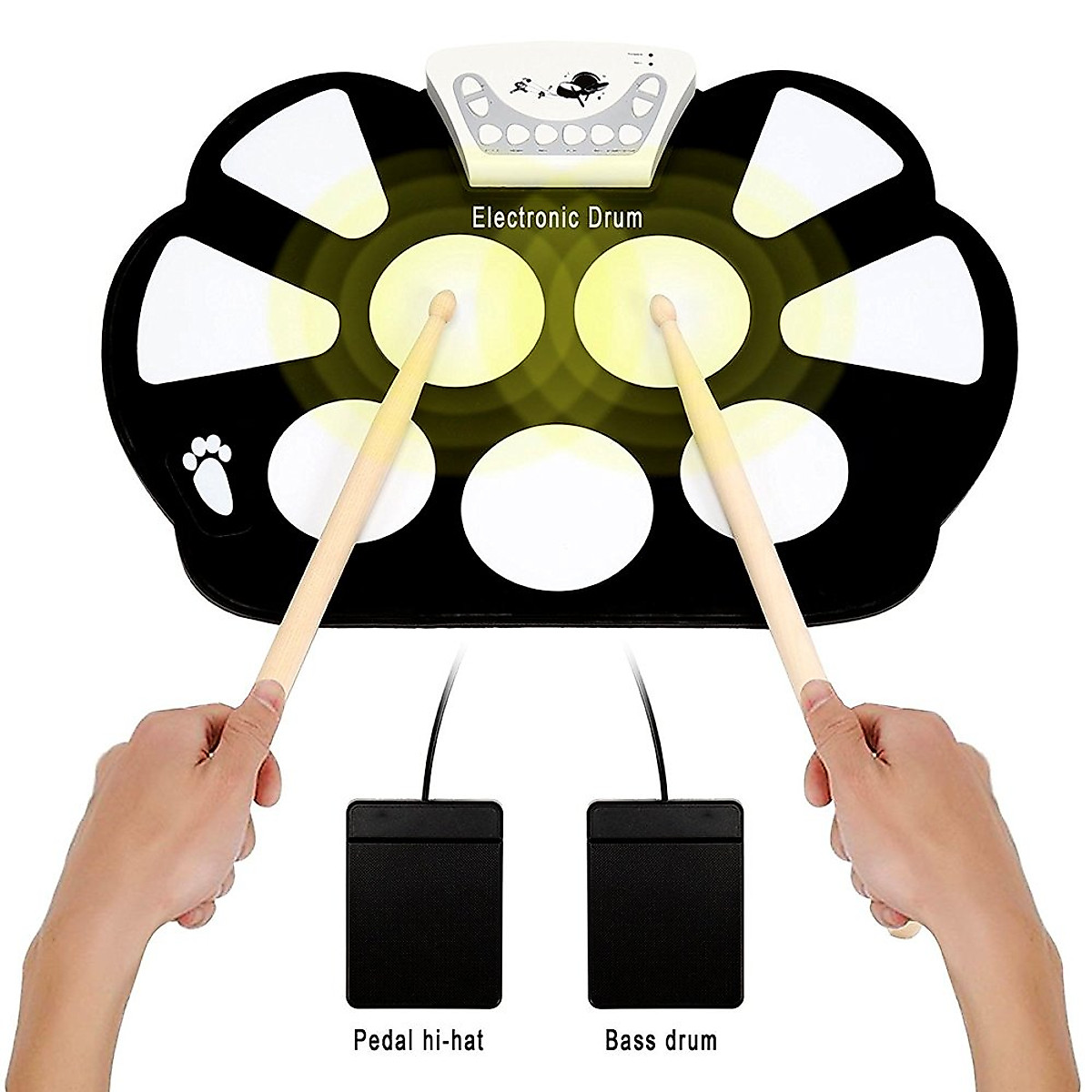 Artempo Portable Roll Up Drum Electronic Drum Pad with Drum Sticks – Foldable, USB MIDI Connection, Record Function
