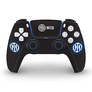 Head Case Designs Officially Licensed Inter Milan Logo On Black Badge Vinyl Faceplate Sticker Gaming Skin Decal Cover Compatible With Sony PlayStation 5 PS5 Disc Edition Console & DualSense Controller