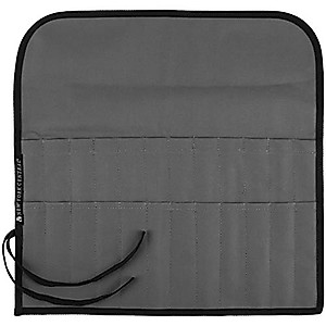 New York Central Professional Paint Brush Roll Up Case and Art Brush Organizer, Waterproof, Lightweight, Breathable and Tough, 20"X20" 3/8" Unrolled, Gray with Black Piping
