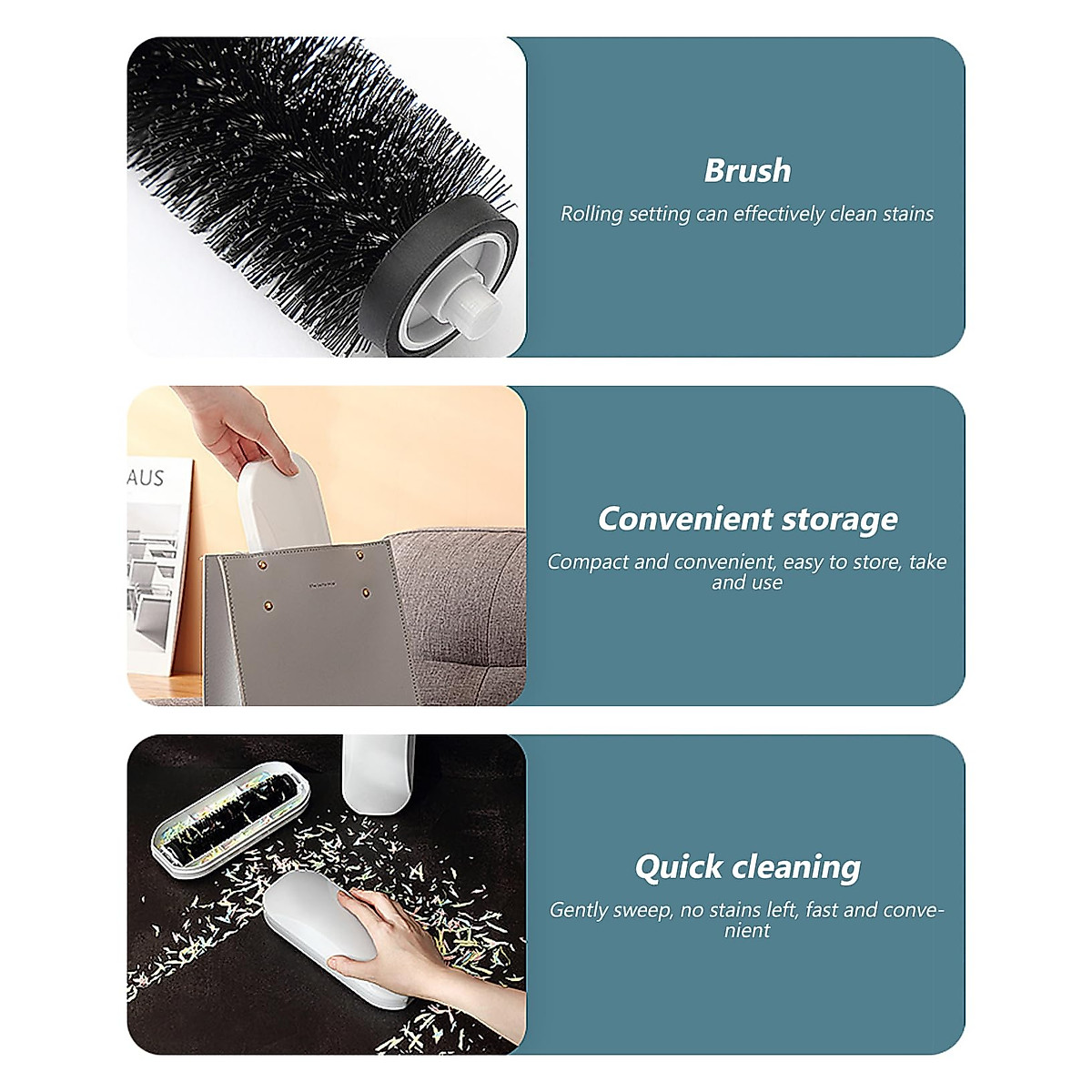 Nirelief Crumb Sweeper 2Pcs Handheld Rolling Ergonomic PP Bristle Nutshell Crumb Brush ABS Cleaning Crumber Table Crumb Sweeper Carpet Sweeper Crumb Catcher for Table Bed Sofa Carpet