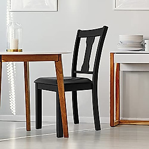 Giantex Set of 2 Black Dining Chairs, Upholstered High Back Kitchen Chairs w/Rubber Wood Frame, Anti-Scratch Foot Pads, Wooden Traditional Dining Side Chairs