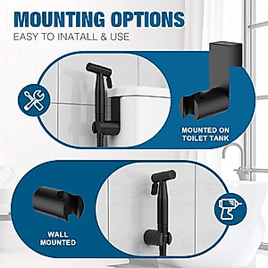 Bidet Sprayer for Toilet, Stainless Steel Handheld Sprayer Attachment with hose for Feminine Wash, Baby Diaper Cloth Washer and Shower Sprayer for Pet, Wall or Toilet Mount, Black