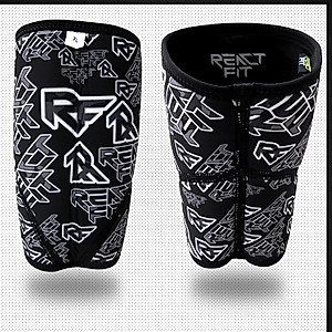 React FIT 7mm SBR Neoprene Knee Sleeves (1 Pair) Support & Compression for Weightlifting, Powerlifting, CrossFit, Training, WOD, GYM, Workout, Sports, Squats, Injury Protection (Medium, Punisher)