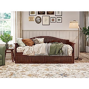AFI, Nantucket Twin Size Wood Daybed Frame with 2 Storage Drawers, Walnut (Brown)
