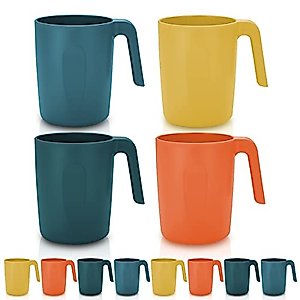 Kyraton Plastic Mug Set 8 Pieces, Unbreakable And Reusable Light Weight Travel Coffee Mugs Espresso Cups Easy to Carry And Clean Microwave Safe BPA Free Dishwasher Safe (Mutil Color)