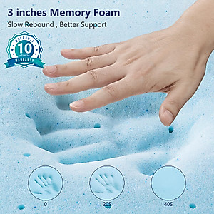 zibroges Memory Foam Mattress Topper - 3 Inch Gel Mattress Pad for Pressure Relief, Premium Soft Cooling Sleep Bed Topper, Non-Slip Design with Removable & Washable Cover, CertiPUR-US Certified, Twin