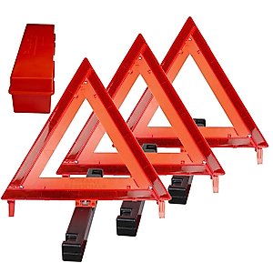 TYRANT Emergency Safety Warning Triangles – Roadside Kit for Car, Truck, RV Vehicles – DOT approved, Highly Reflective, Foldable with Carrying Case, Pack of 3