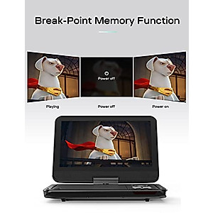 YOTON 12.5" Portable DVD Player with 10.5" HD Swivel Screen for Car and Kids, with Car Charger and AC Adaptor, Supports 4-6 Hours Built-in Battery and USB/SD Card/Sync TV [Not Support Blu-Ray]
