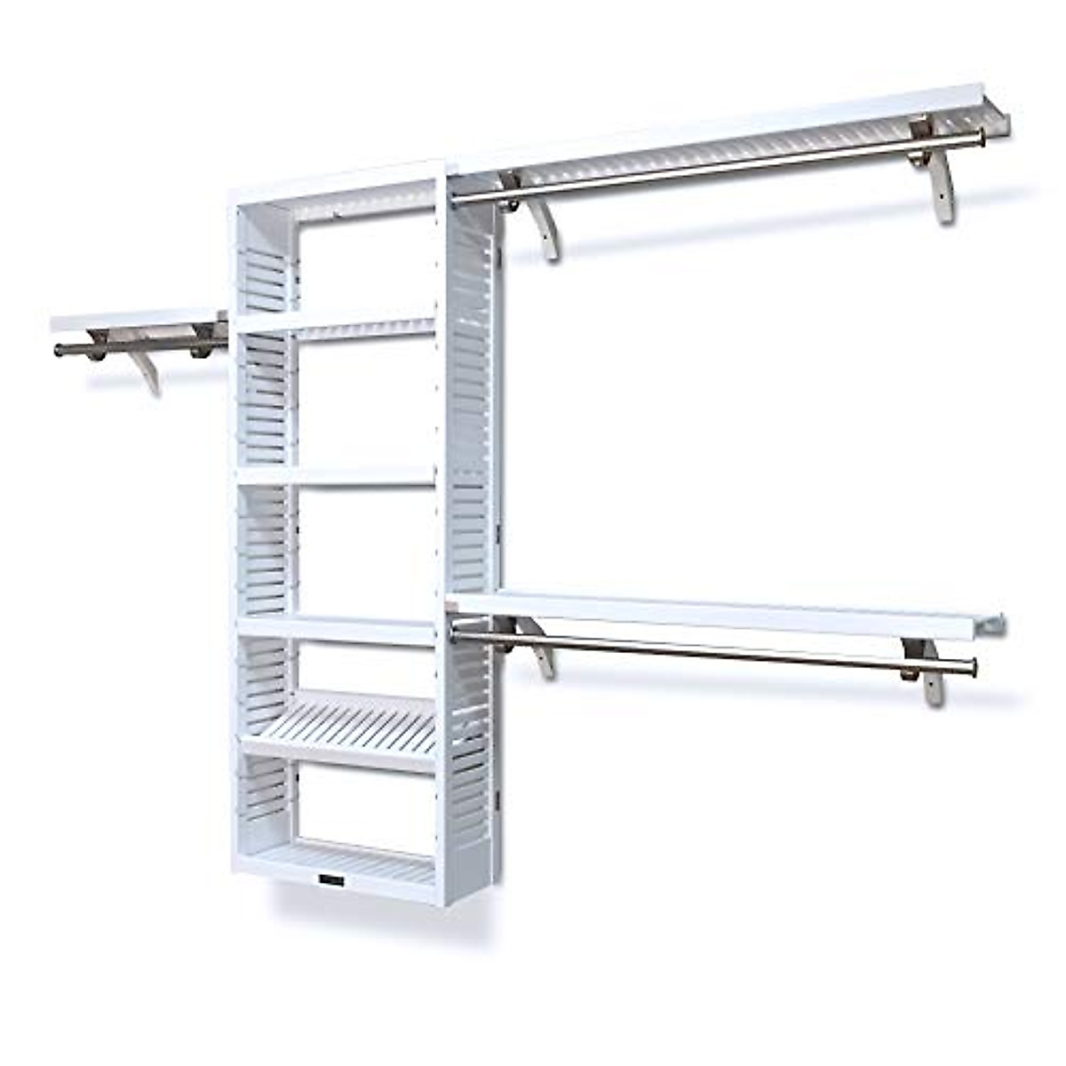 John Louis Home 12 in. Deep Solid Wood Closet Organizer, Woodcrest White