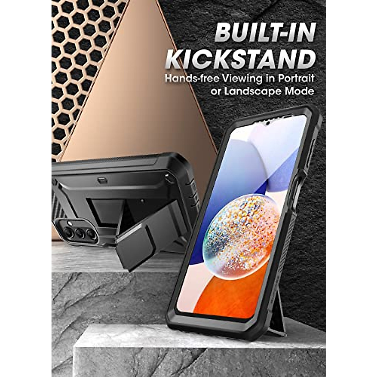 SUPCASE Unicorn Beetle Pro Case for Samsung Galaxy A14 5G (2023), Full-Body Rugged Belt-Clip & Kickstand Case with Built-in Screen Protector (Black)