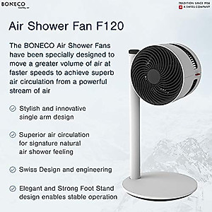 BONECO - F120 Air Shower Fan, Arm Pedestal Height of 21.3" (White)