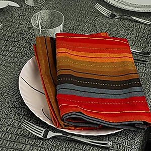 Urban Villa Kitchen Towels Cuisine Stripes Premium Quality 100% Cotton Dish Towels Mitered Corners Ultra Soft (Size: 20X30 Inch) Red Multi Highly Absorbent Bar Towels & Tea Towels - (Set of 6)