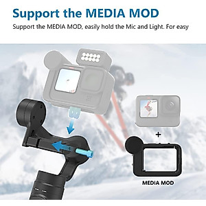 INKEE Falcon Plus Action Cameras Gimbal Stabilizer, 9H Battery Life Wireless Control USB-C Universal Charging Compatible with GoPro 10/9/8/7/6/5 Osmo Action Insta 360, GoPro Media Mode