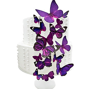 Sugar Robot Inc. Edible Butterflies for Cake Decorating - Assorted Sizes, Premium Crafted in the USA - Butterfly Cake Toppers & Cupcake Decorations (Royal Purple)