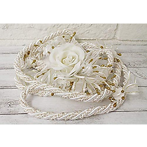 Beautiful White Ivory Gold Intertwine Silver Embellishment Accent Rope Migajon Lazo Wedding Lasso Traditional Lazos De Boda Tradicional Bridal Gift Box