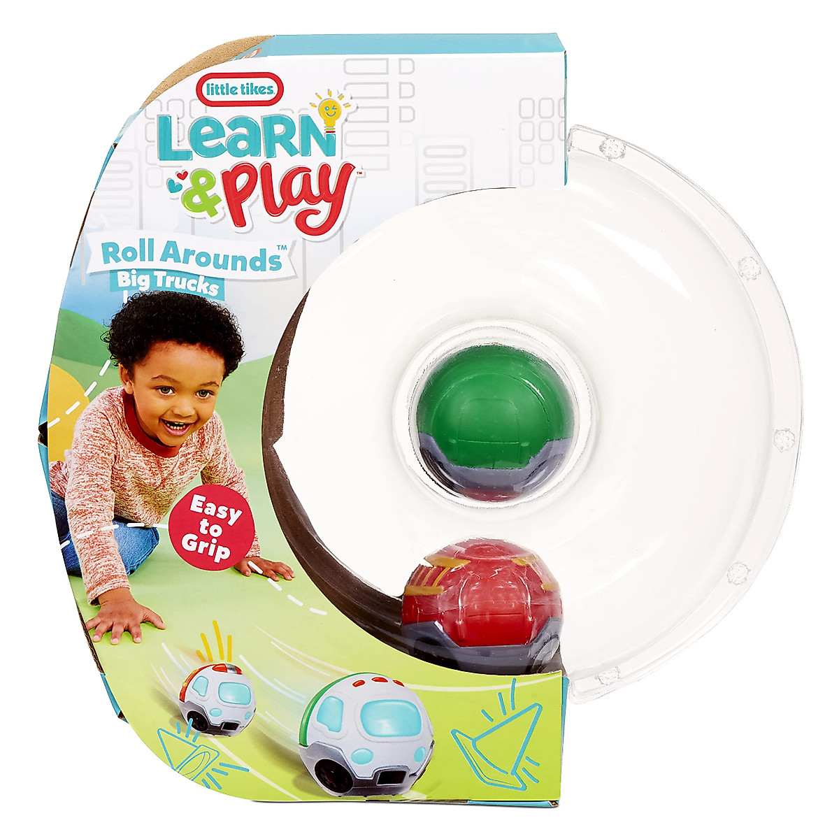 Little Tikes Learn & Play Roll Arounds Big Truck 2-Pack, Toy Vehicle and Ball Play in One, Easy Grip & Roll Cars- Birthday Gifts for Kids, Toddler Toys for Boys and Girls Ages 18 Months 1 2 3+ Years