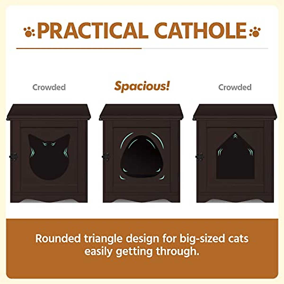 Yaheetech Cat Litter Box Enclosure, Indoor Pet Crate-Hidden Cat House Cat Washroom with Vent Holes & Latch Lock, Pet Furniture Cabinet & Side Table for Living Room,Easy Assemly, Espresso