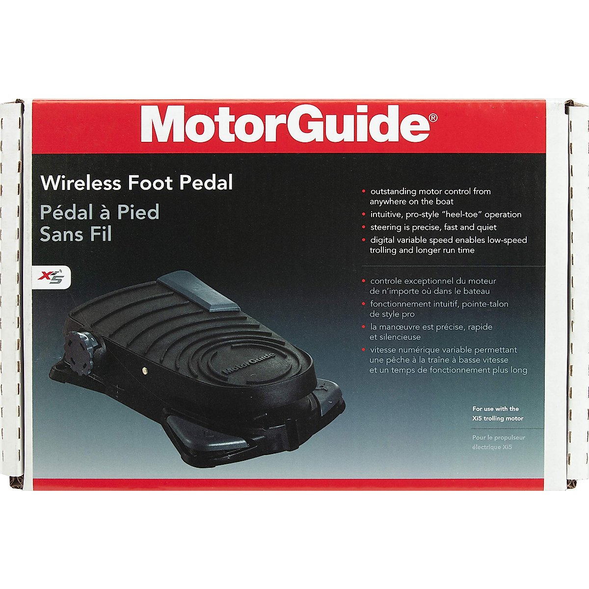 MotorGuide 8M0092069 Xi Series Wireless Foot Pedal — For Xi3 and Xi5 Series Trolling Motors — Variable Speed Control, Black