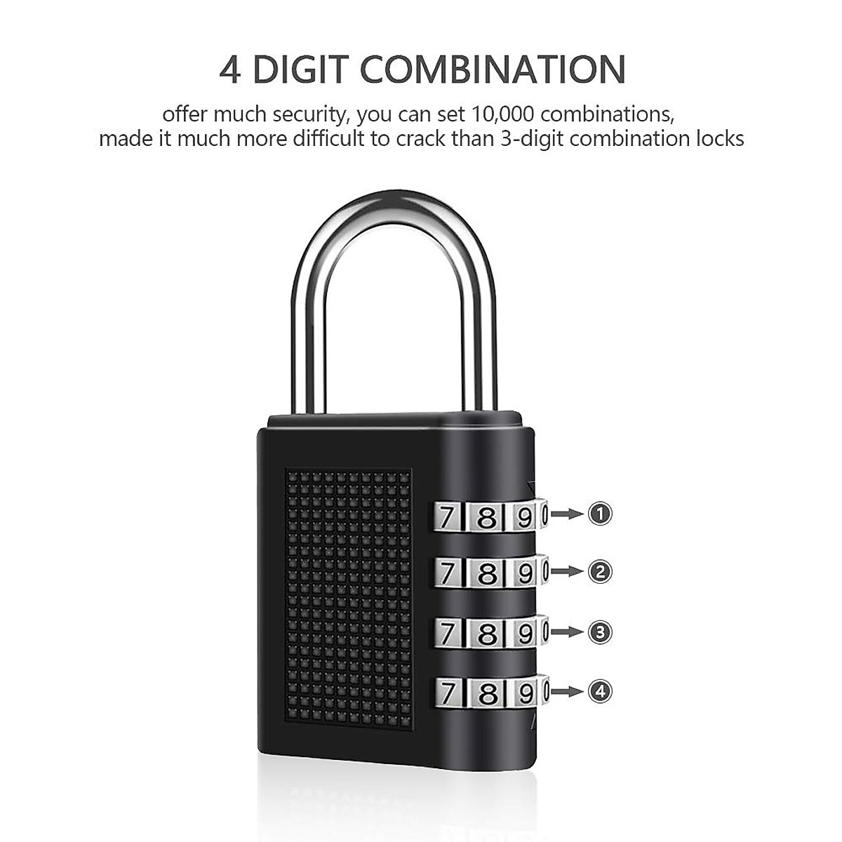 Combination Lock, [1 Pack] Diyife 4 Digit Outdoor Waterproof Padlock, Resettable Combination Padlock for School Gym Locker,Toolbox, Fence, Hasp, Cabinet(Black)