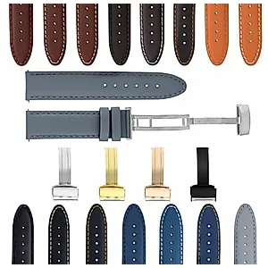 Ewatchparts 18-24MM GENUINE LEATHER WATCH BAND SMOOTH DEPLOY CLASP COMPATIBLE WITH IWC