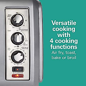 Hamilton Beach 31436 Sure-Crisp Air Fryer Countertop Toaster Oven, 6 Slice, Fits 12” Pizza, 1500W, Easy-Reach Access Door, Powerful Circulation, GREY